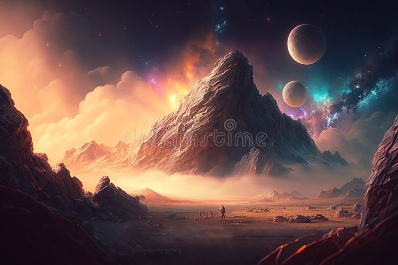 Spectacular Colourful Cloudy Outer Space Scene Stock Illustration ...