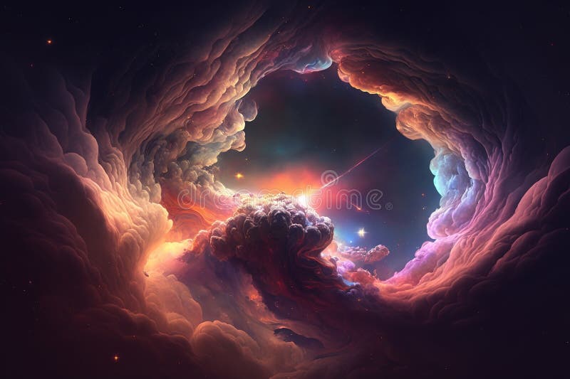 Spectacular Colourful Cloudy Outer Space Scene Stock Illustration ... Spectacular Colourful Cloudy Outer Space Scene Stock Illustration ...