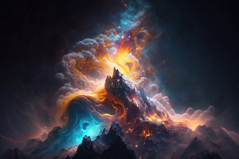 Spectacular Colourful Cloudy Outer Space Scene Stock Illustration ...