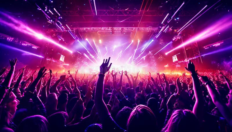 Spectacular Concert Crowd Under Vibrant Lights Stock Image - Image of ...
