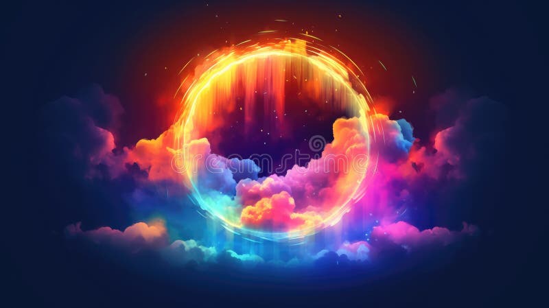 Spectacular Cosmic Cloud Explosion within Sphere with Black Background ...