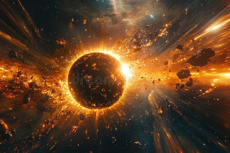 Spectacular Cosmic Eclipse with Fiery Solar Radiance and Asteroids in ...