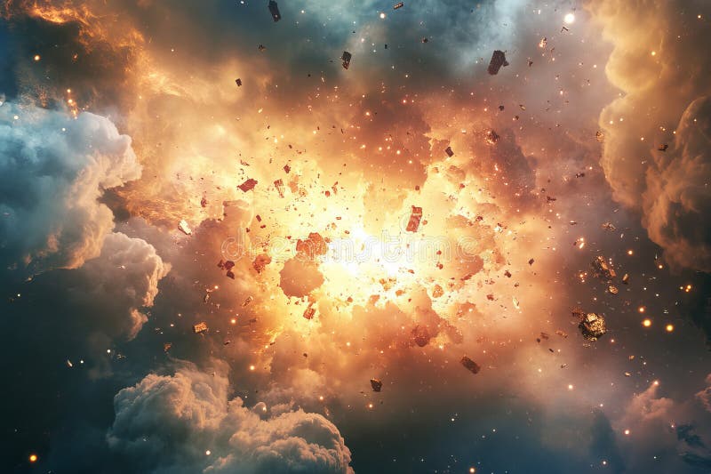 Spectacular Cosmic Explosion with Fiery Debris and Vibrant Clouds in ...