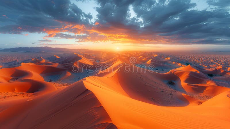Spectacular Desert Sunrise with Sand Dunes and Dramatic Sky ...