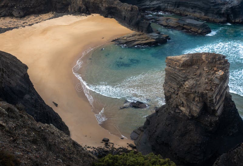 Spectacular Deserted Beach in a Cove Stock Image - Image of vicentina ...