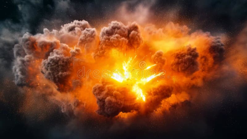 Spectacular Display of Fire and Smoke during a Fiery Explosion Stock ...