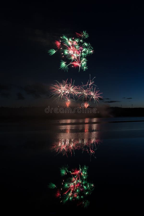 Spectacular Display of Fireworks Bursting in the Night Sky Stock Image ...