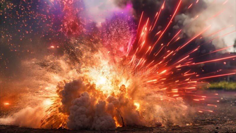 Fireworks Explosion with Smoke and Sparks Stock Footage - Video of ...