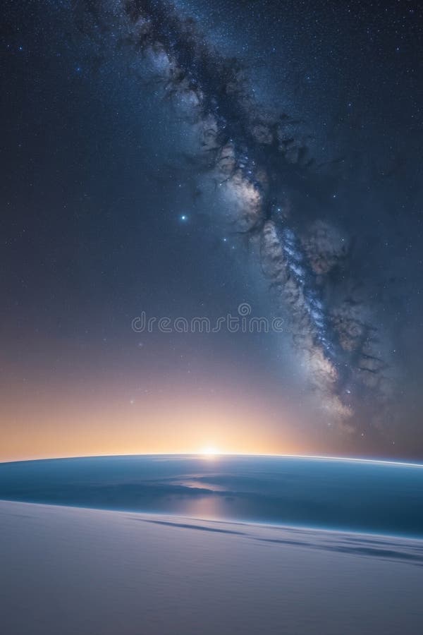 Spectacular Earth Horizon with Space and Starry Sky. Stock Photo ...