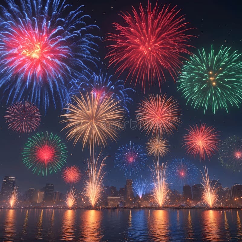 Night Sky Ablaze: a Spectacular Display of Fireworks Stock Photo ...