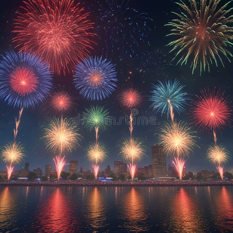 Night Sky Ablaze Spectacular Display Fireworks Stock Photos - Free ...