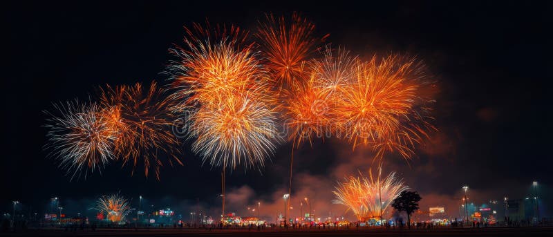 The Spectacular Fireworks Display Lighting Up the Night Sky during a ...