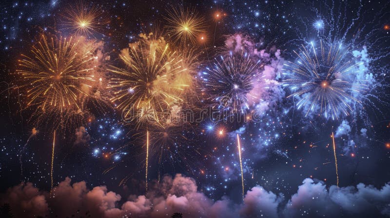Spectacular Fireworks Display Lighting Up the Night Sky with Vibrant ...