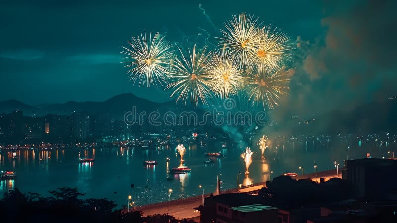 Spectacular Fireworks Display Lighting Up the Vibrant Nighttime Sky ...