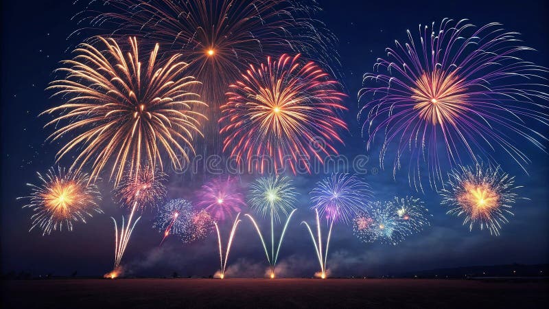 Spectacular Fireworks Display Stock Illustration - Illustration of ...