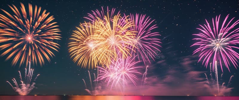 Spectacular Fireworks Display Night Celebration Stock Image - Image of ...