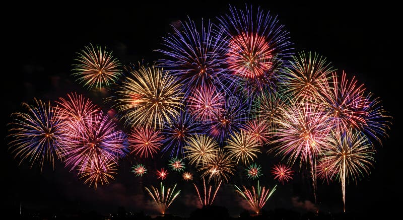 Spectacular Fireworks Display: Vibrant Burst of Colors Against Black ...