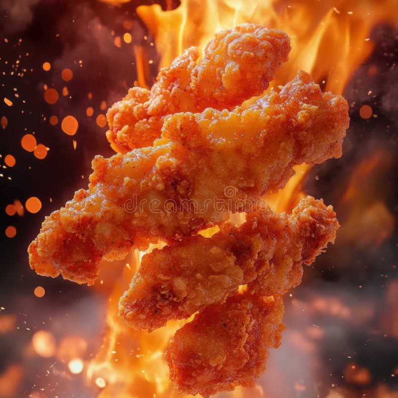 Spectacular Fried Chicken on Fire Creating a Dramatic Visual for Bold ...