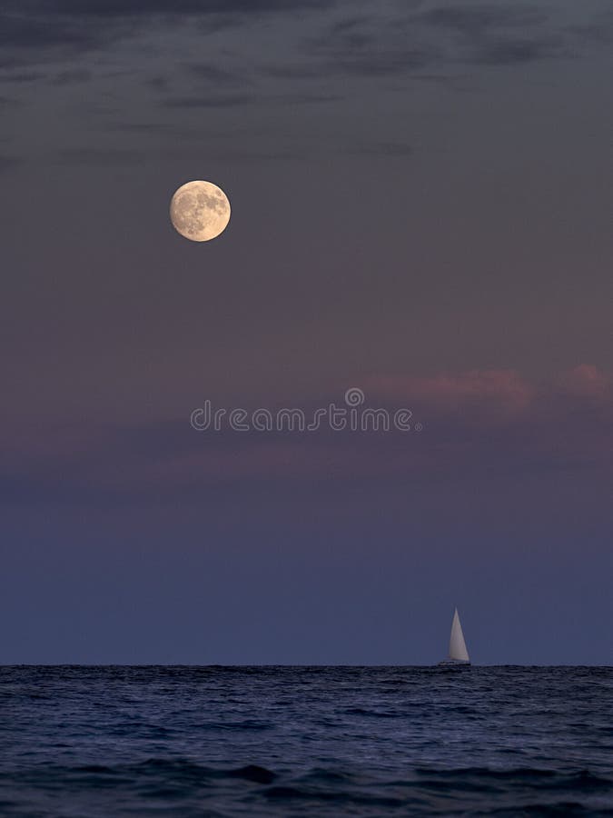 Moon over the ocean stock image. Image of lighting, astronomy - 297869889