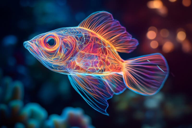 Spectacular Glowing Fish in Vibrant Colors Stock Illustration ...