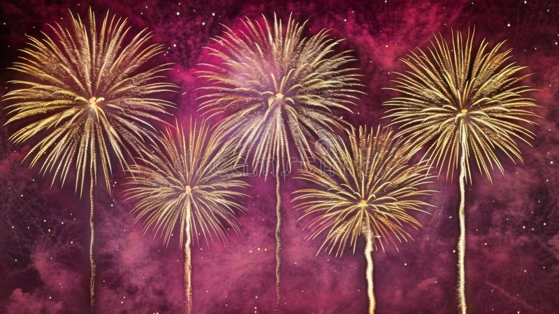 Spectacular Golden Fireworks Display Against Night Sky Stock Image ...