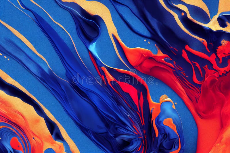 Spectacular Image of Blue and Orange Liquid Ink Churning Together ...