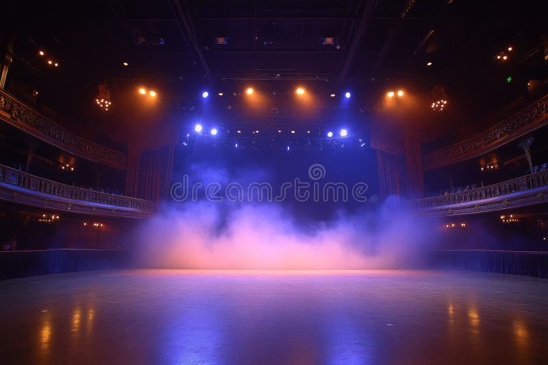 Spectacular Indoor Venue Featuring Vibrant Stage Lighting and Mist ...