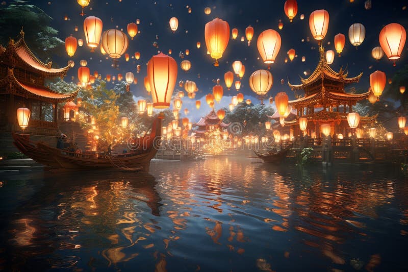 Spectacular Lantern Display Creating a Magical Stock Illustration ...