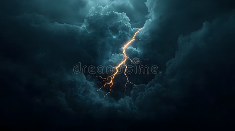 Spectacular Lightning Strikes Illuminating the Dark Clouds Under a ...