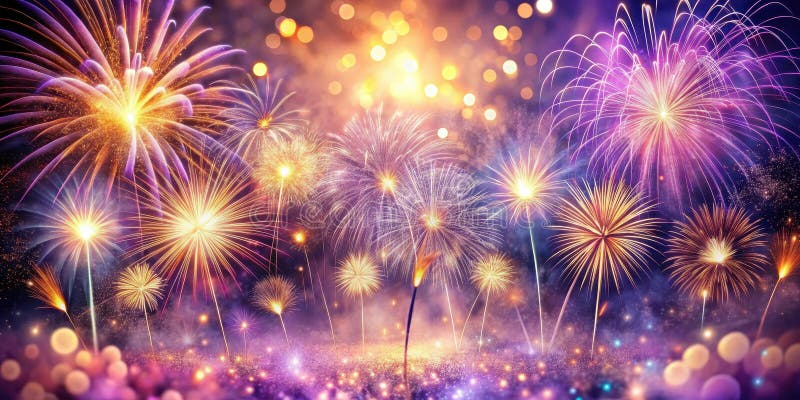 A Spectacular Night Sky Display of Vivid Fireworks. Generative AI Stock ...