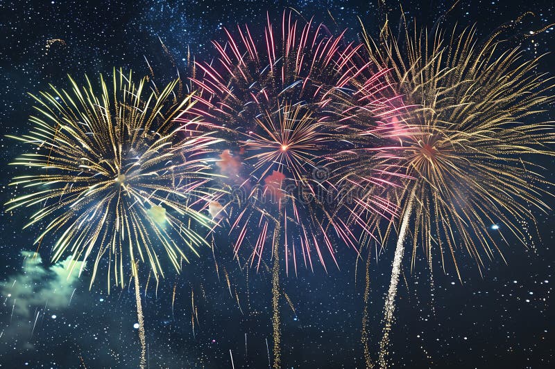 Spectacular Nighttime Fireworks Display with Vibrant Colors Stock ...