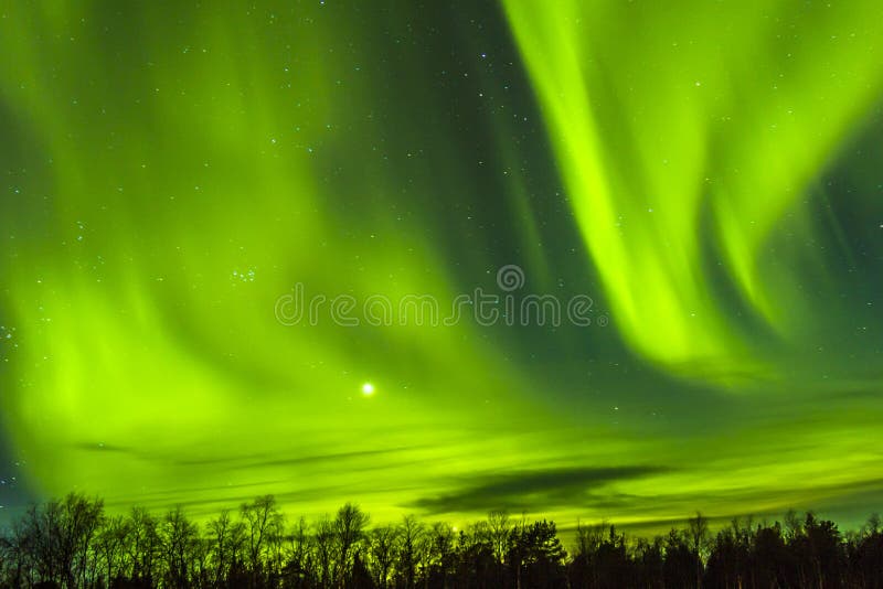 Spectacular Northern Lights, Aurora Borealis Over Snowscape Stock Photo ...