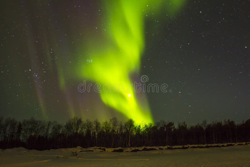 Spectacular Northern Lights, Aurora Borealis Over Snowscape Stock Image ...