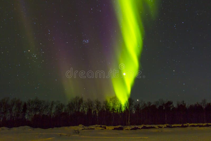 Spectacular Northern Lights, Aurora Borealis Over Snowscape Stock Photo ...