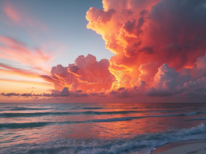 Spectacular Ocean Sunset with Dramatic Clouds and Vivid Horizon Hues ...