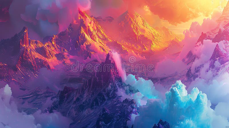 Spectacular Panoramic Landscape Stock Illustration - Illustration of ...