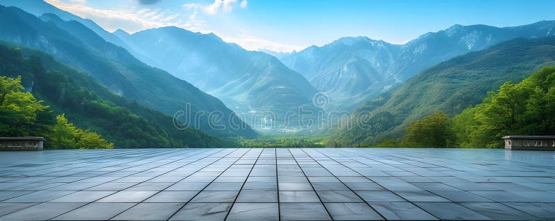 Spectacular Panoramic View of an Empty Square and Majestic Green ...
