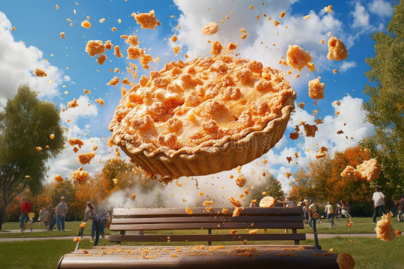 Spectacular Pie Explosion in a Lush Park Setting Stock Photo - Image of ...