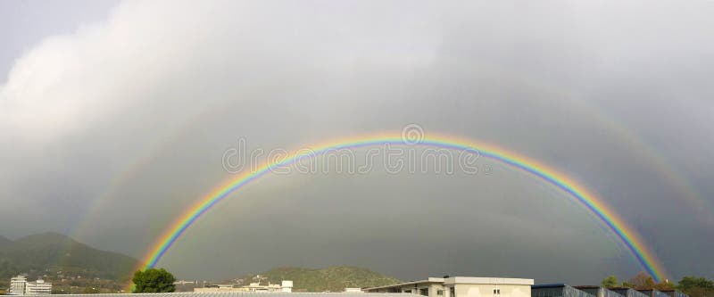 Spectacular Rainbow Half Full Circle Stock Photo - Image of cloudy ...