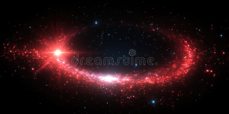 Spectacular Red Spiral Galaxy with Bright Star in Vast Universe Stock ...