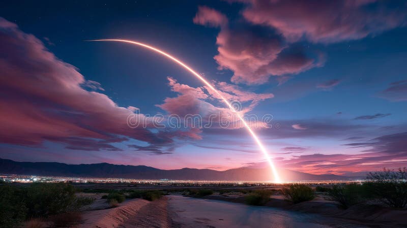 Spectacular Rocket Launch at Sunset with Colorful Sky and Dramatic ...