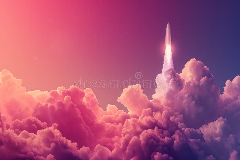 Spectacular Rocket Launch into Vibrant Sunset Sky a Stunning Display of ...