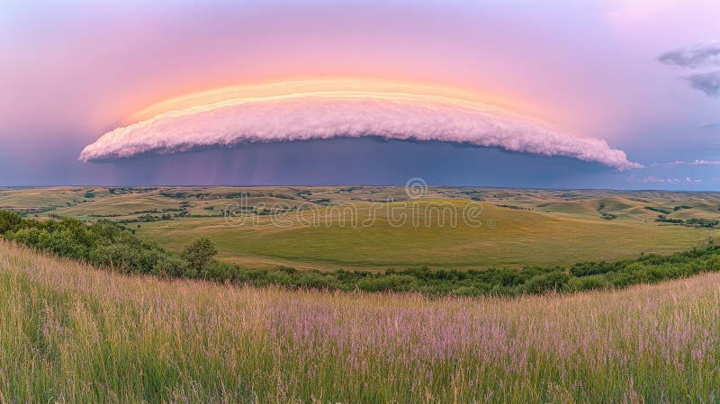 Spectacular Shelf Cloud with Lightning Over the Prairie Stock Image ...