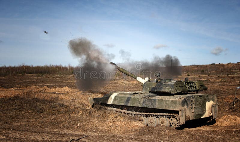 Spectacular Shot from the Self-propelled Gun Stock Image - Image of ...