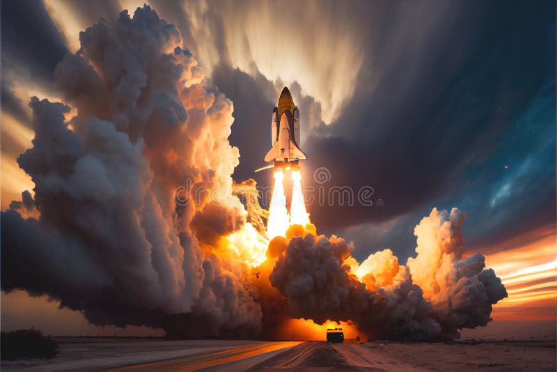 Spectacular Space Shuttle Rocket Launch Nasa SpaceX Type Image Stock ...