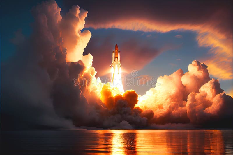 Spectacular Space Shuttle Rocket Launch Nasa Spacex Type Image Stock