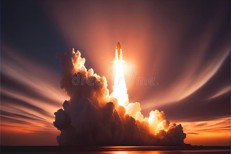 Spectacular Space Shuttle Rocket Launching Nasa SpaceX Type Image Stock ...