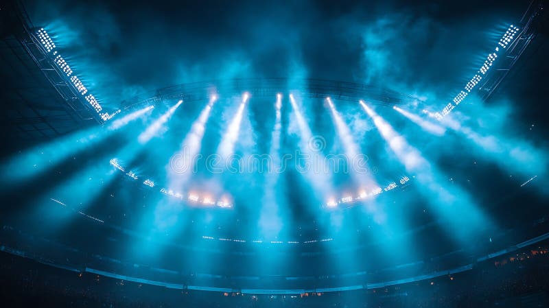 Spectacular Stadium Illumination with Powerful Lights and Atmospheric ...