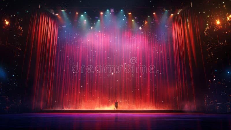 Spectacular Stage Show with Dynamic Red Lighting Stock Illustration ...
