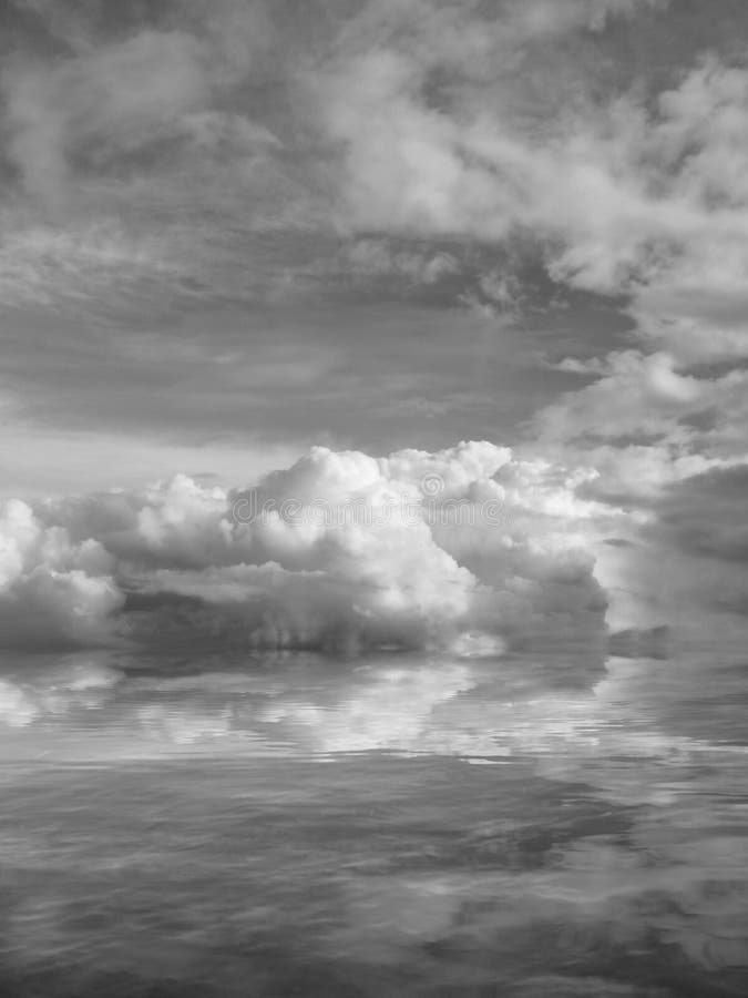 Spectacular Stormy Clouds in Sea Reflection in Black and White Stock ...